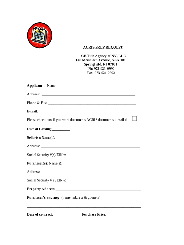 ACRIS Request Doc Template | pdfFiller