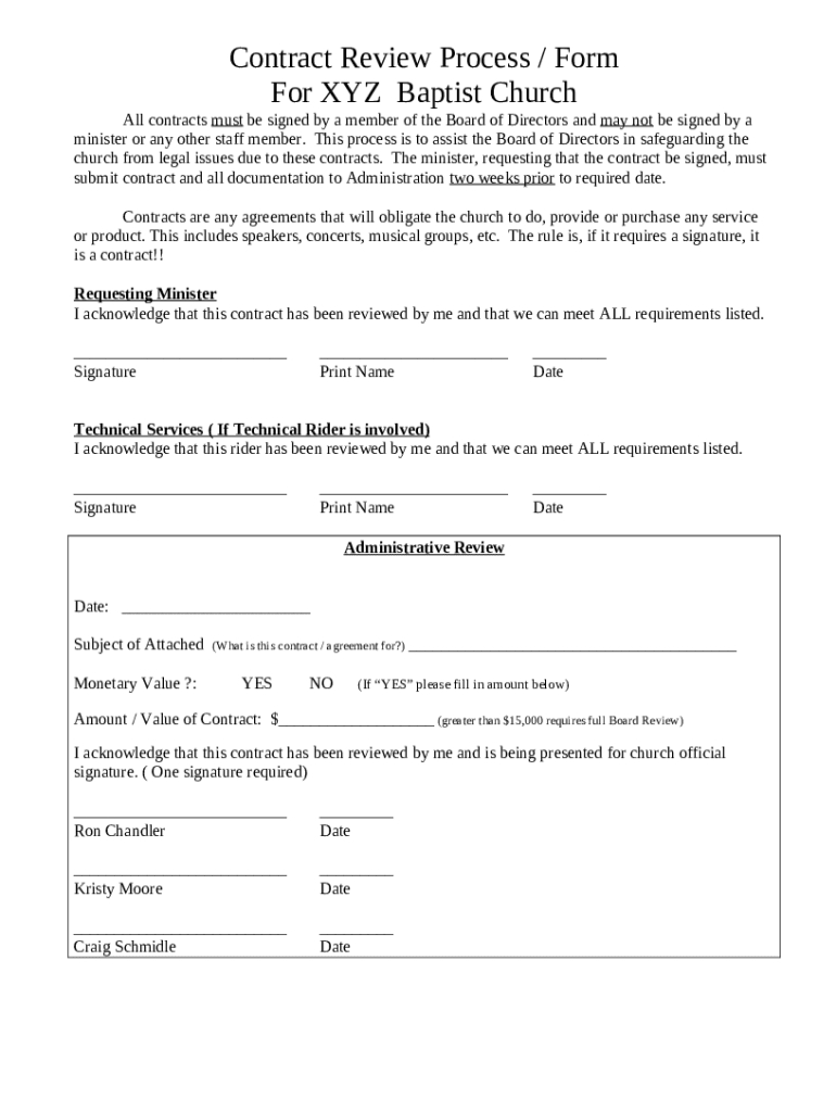 Contract Review Process / Doc Template | pdfFiller