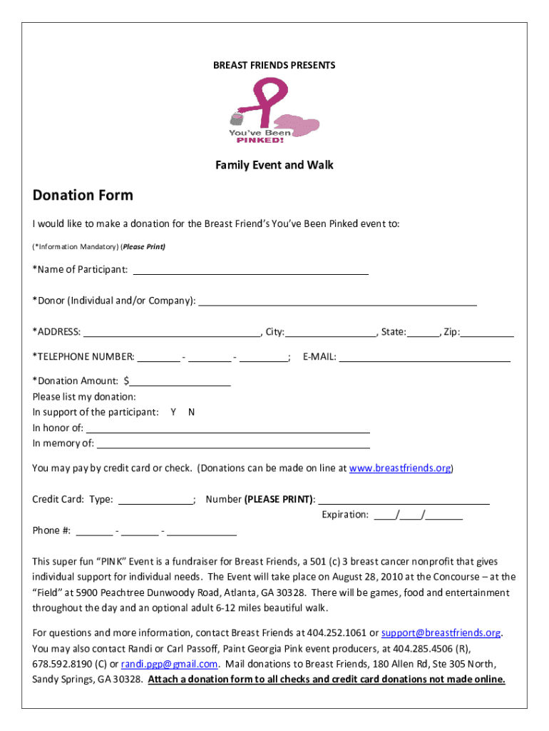 Fillable Online BREAST FRIENDS PRESENTS Fax Email Print - pdfFiller