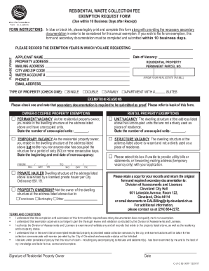 Fillable Online Waste Collection Fee Exemption Form Fax Email Print ...