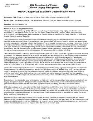 Fillable Online NEPA Categorical Exclusion Determination Form. Bronco ...