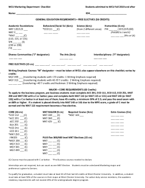 Fillable Online WCU Marketing Department Checklist Fax Email Print - pdfFiller