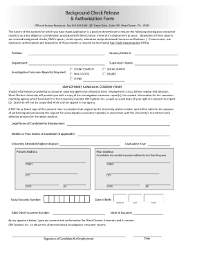 Fillable Online Background Check Release & Authorization Form Fax Email ...