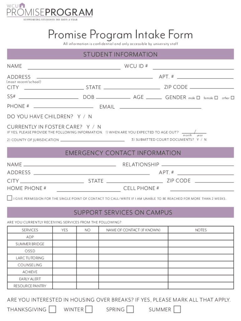 Fillable Online SUPPORTING STUDENTS 365 DAYS A YEAR Promise Program ...