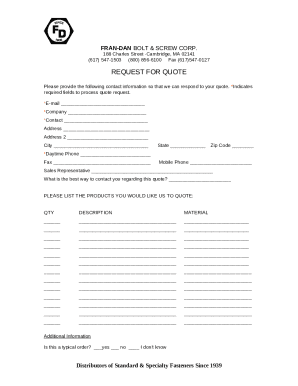 *Indicates required fields to process quote request Doc Template ...