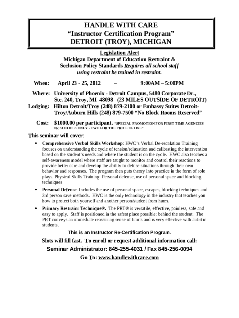 Clark Hill PLC: State Legislation Bans Seclusion and Restraint Doc Template | pdfFiller