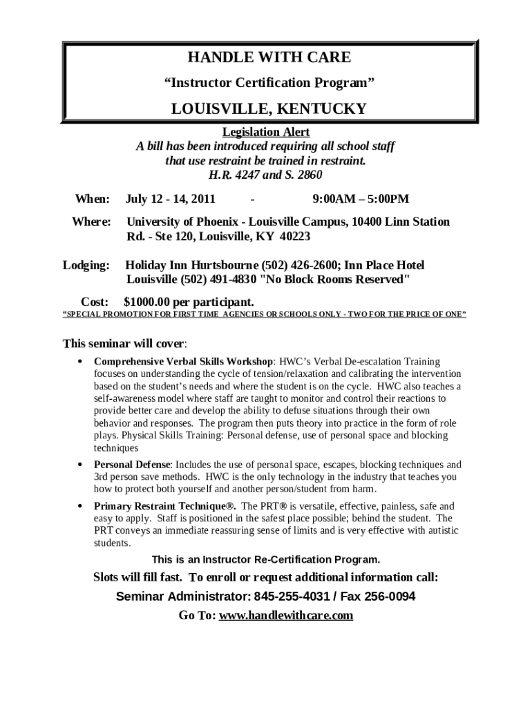 H.R. 4247: Preventing Harmful Restraint and Seclusion in ... Doc Template | pdfFiller