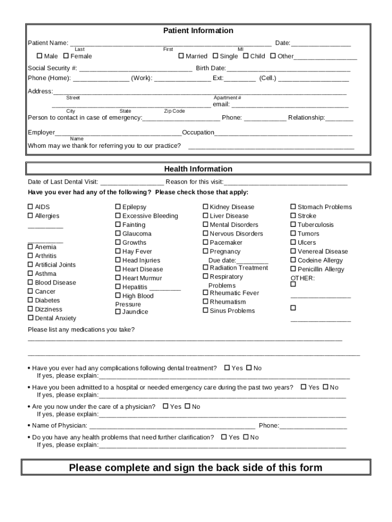 Sample New Patient Questionnaire - Dental Implants Doc Template | pdfFiller