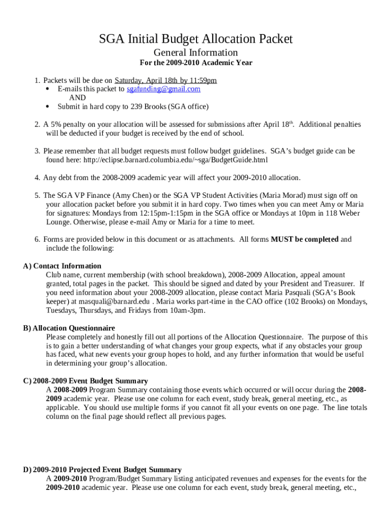 Annual breakdown of SGA budget and Student Activities fees ... Doc ...