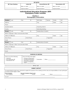 IEP DATES Doc Template | pdfFiller