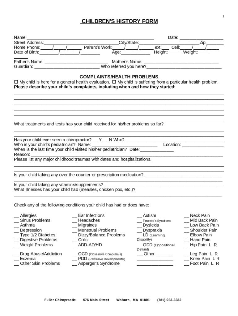 CHILDREN'S HISTORY Doc Template | pdfFiller