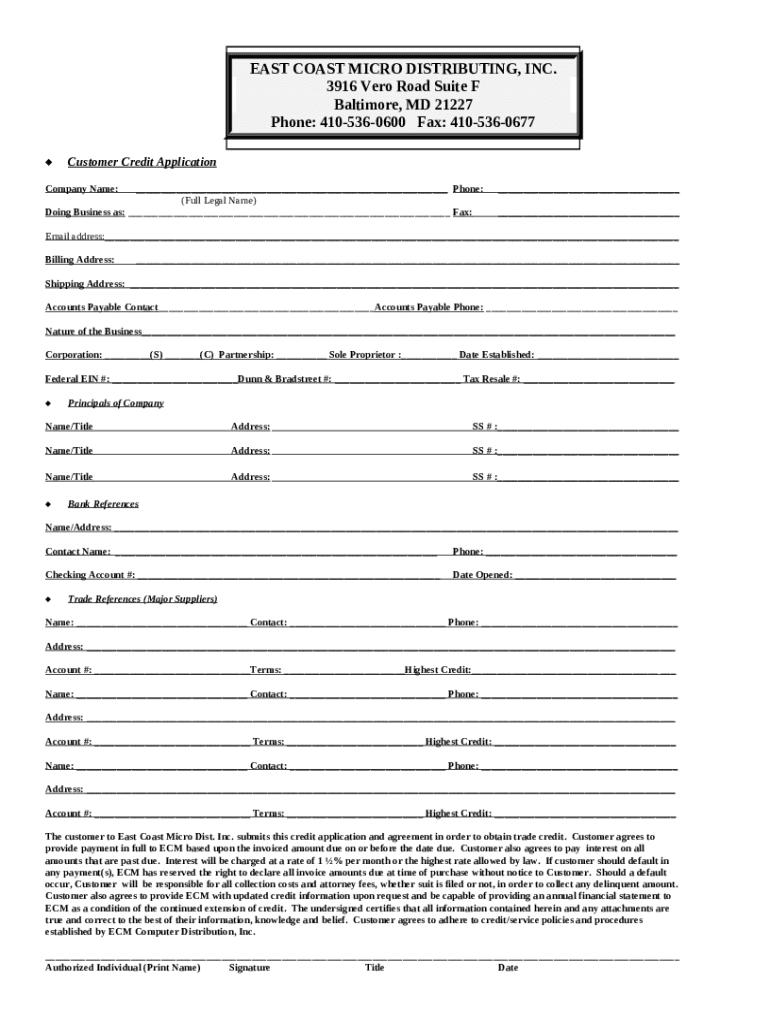 BUSINESS CREDIT APPLICATION. Enclosed please find s ... Doc Template ...