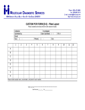 CUSTOM PCR (D-5)Plate Layout Doc Template | pdfFiller