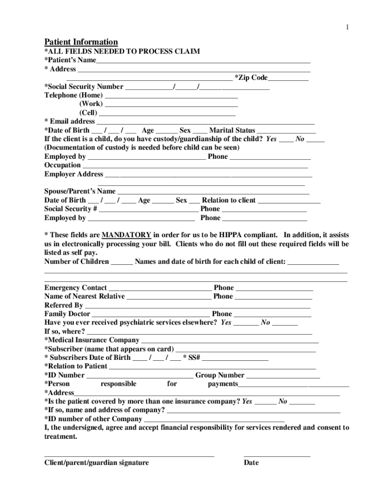 Fillable Online Client Information Packet - USE THIS ONE - 2012.doc Fax ...