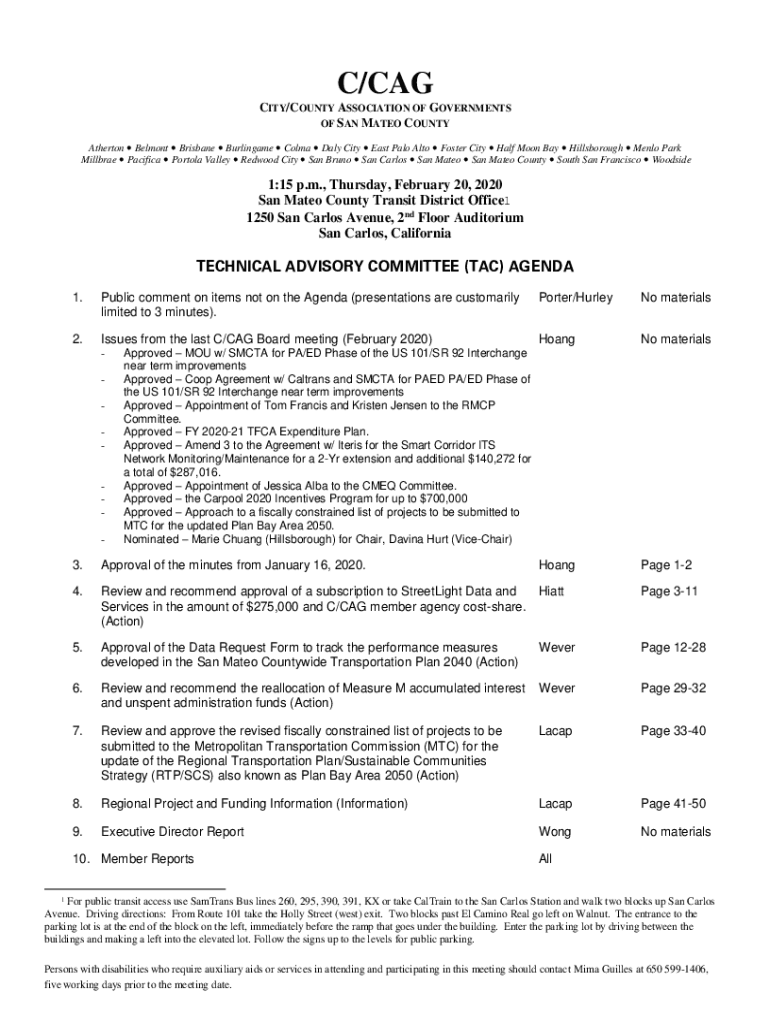 Fillable Online ccag ca C/CAG of San Mateo County Fax Email Print ...