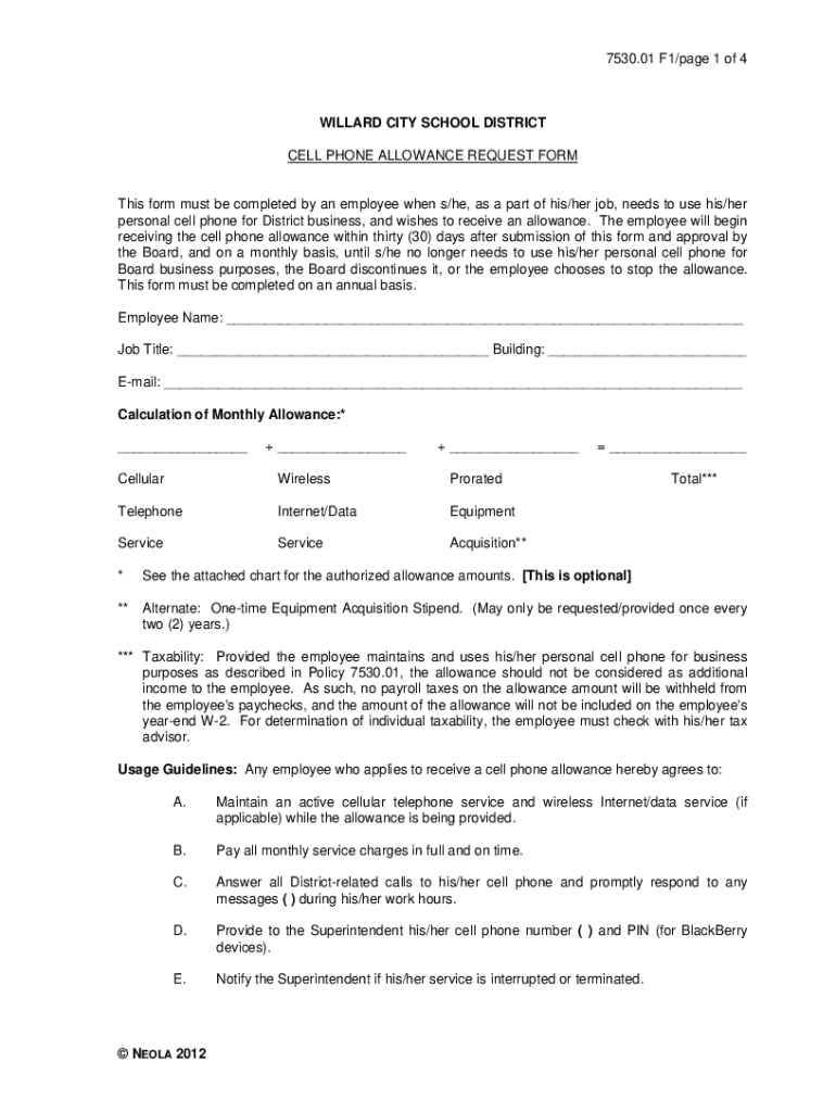 Fillable Online personal cell phone for District business, and wishes ...