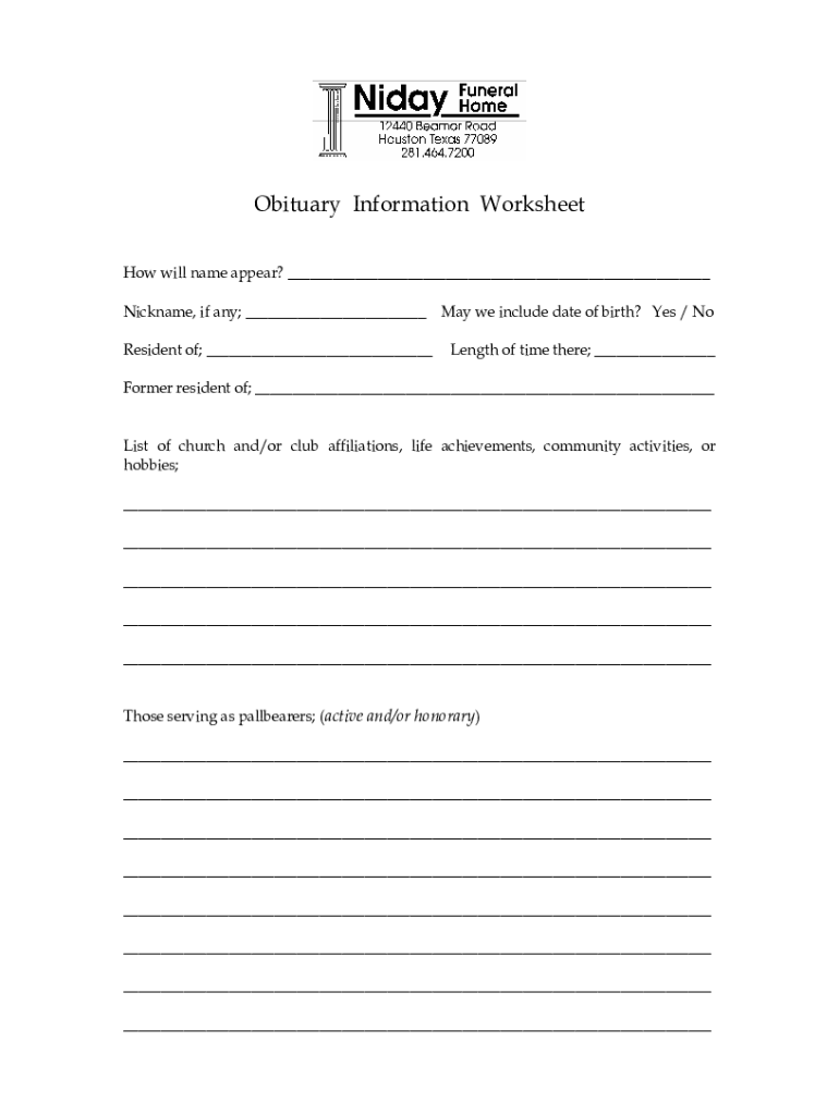 Resident Death Notice Form - Fill Online, Printable, Fillable, Blank ...