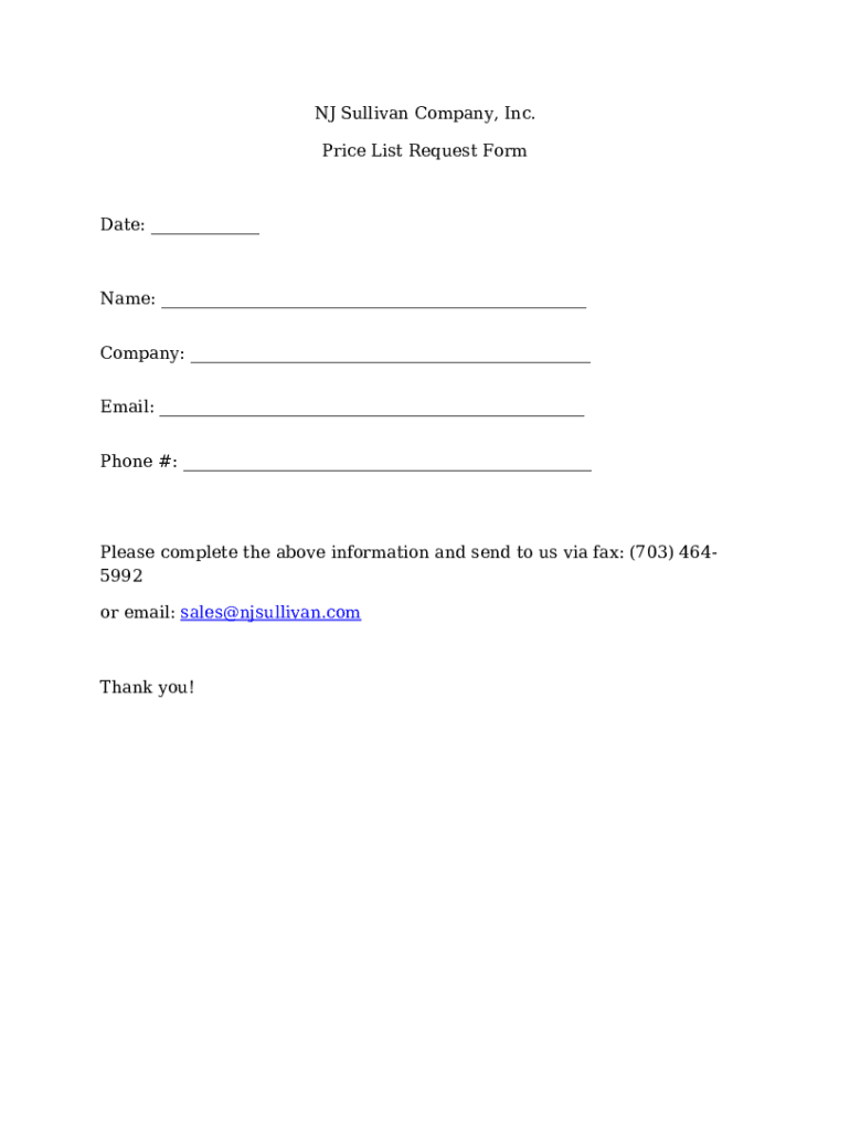 NJ Sullivan Company, Inc Doc Template | pdfFiller