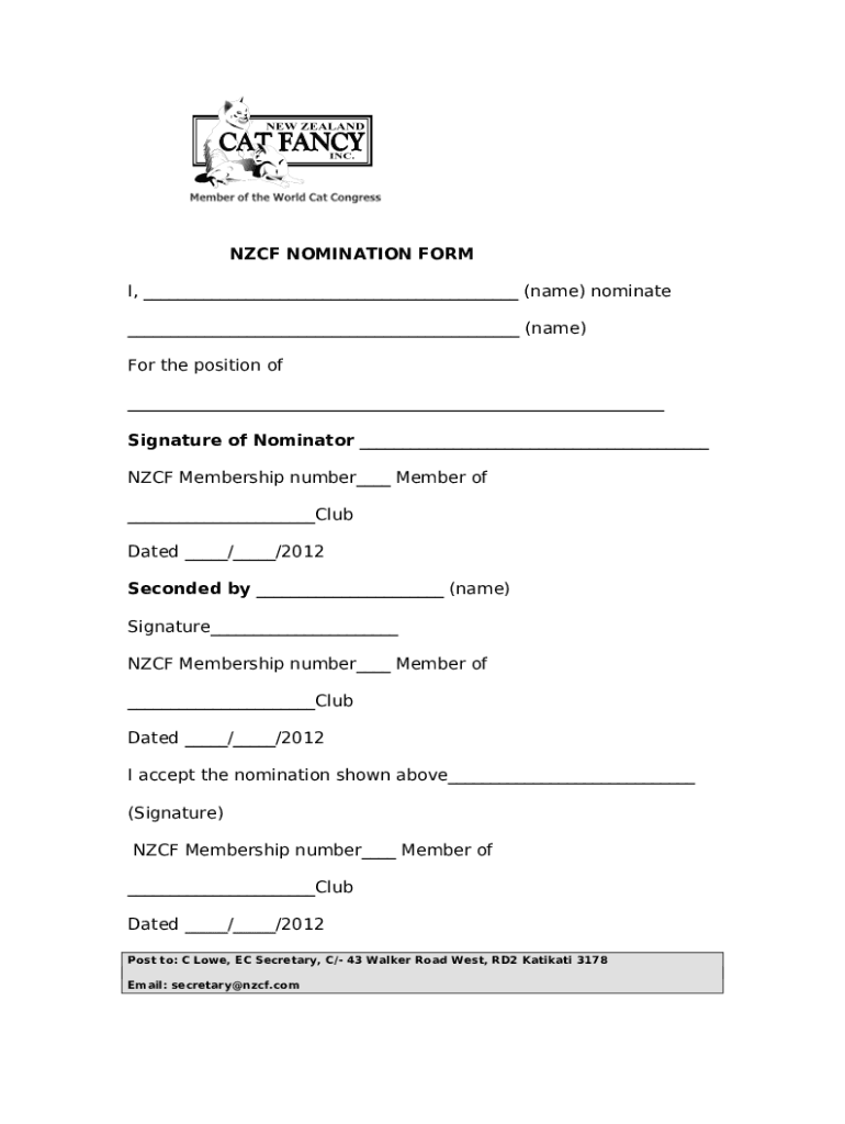 NZCF NOMINATION Doc Template | pdfFiller