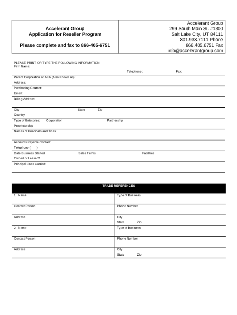 Application for Reseller Program Doc Template | pdfFiller