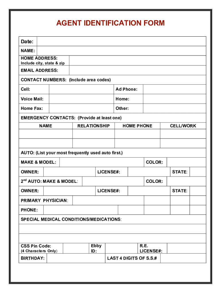 Fillable Online AGENT IDENTIFICATION FORM (2).docx Fax Email Print ...