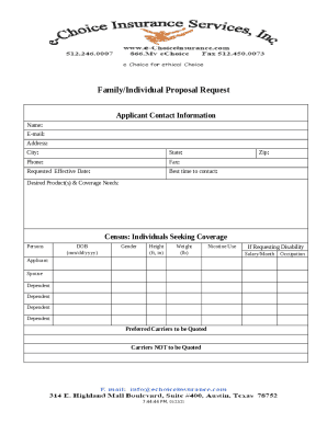 Family/Individual Proposal Request Doc Template | pdfFiller