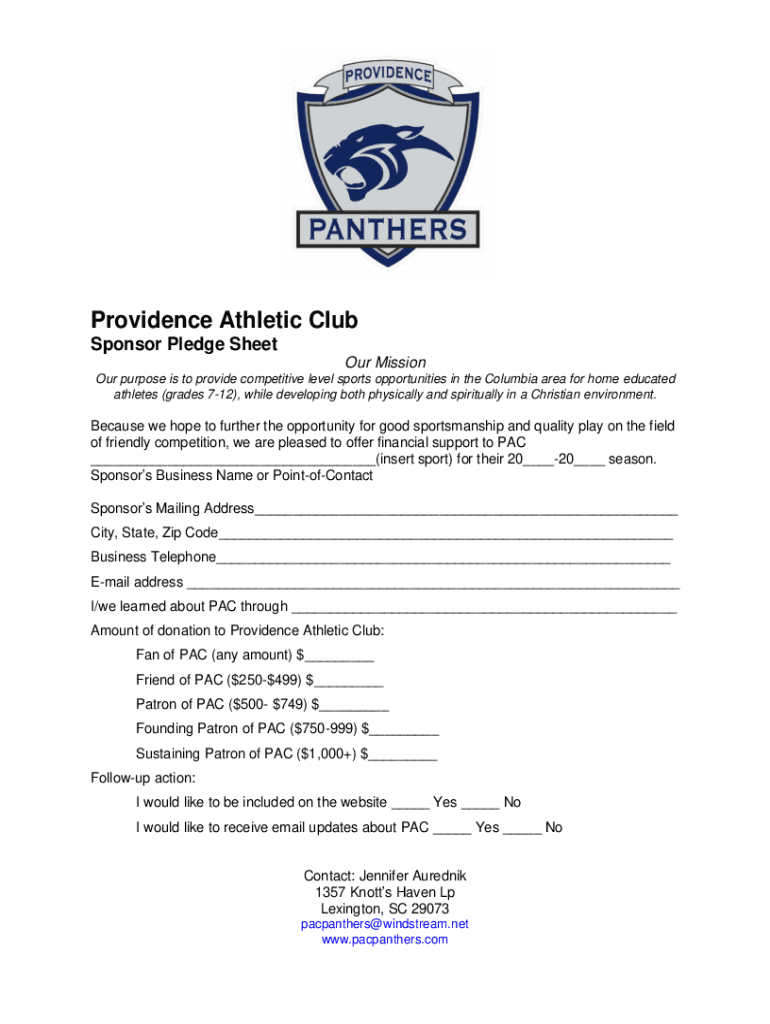 Fillable Online Providence Athletic Club Fax Email Print - pdfFiller