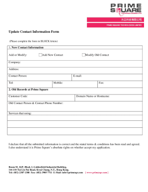 Fillable Online Update Contact Info Form. Update Contact Info Form Fax ...