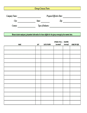 Fillable Online census form revised.xls Fax Email Print - pdfFiller