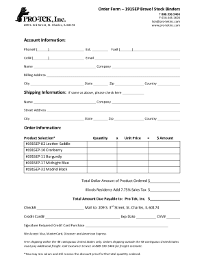 Fillable Online Pro-Tek-Order-Form-1915EP-Bravo-Stock-Binder Fax Email ...