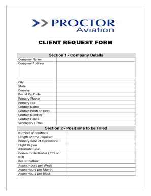 Fillable Online Client request form02 - Proctor Aviation Fax Email Print - pdfFiller