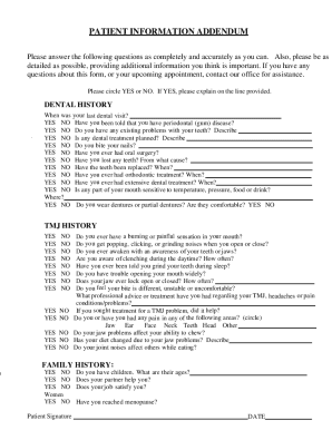 Fillable Online PATIENT INFORMATION ADDENDUM Fax Email Print - pdfFiller