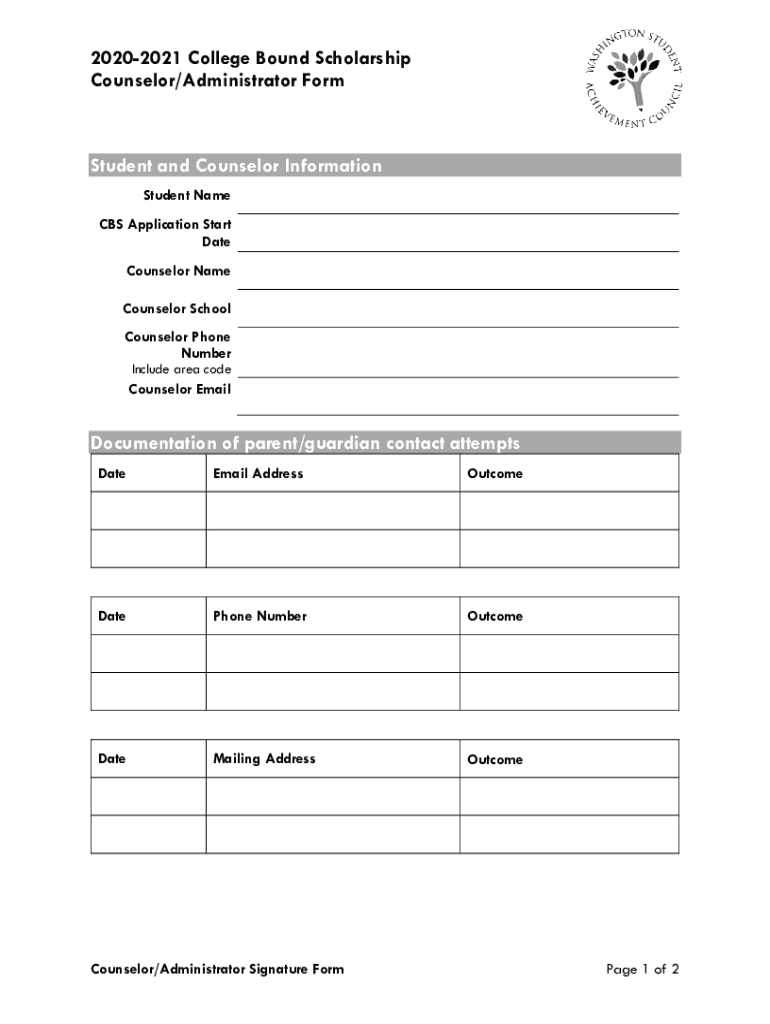 Fillable Online 2020-21 Counselor Signature Form Instructions Fax Email ...