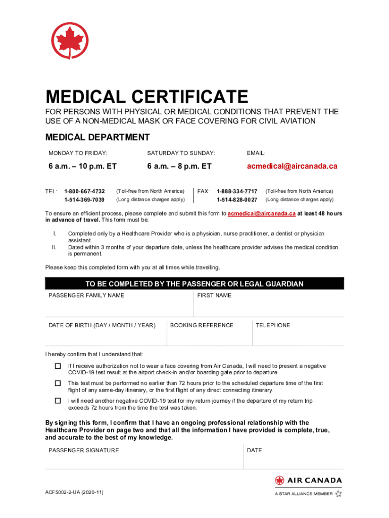 Canada Medical Certificate - Fill Online, Printable, Fillable, Blank ...
