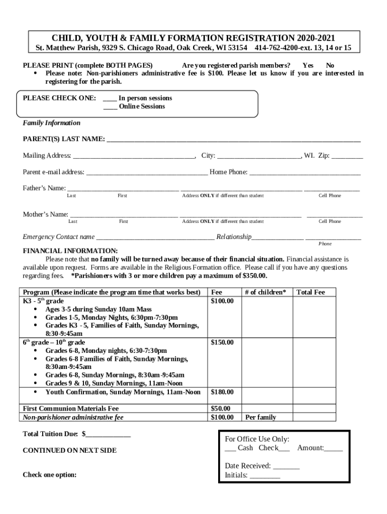 child ation & youth ministry registration Doc Template | pdfFiller