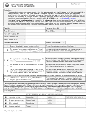 Fillable Online TRASH FEE BILL DISPUTE FORM Fax Email Print - pdfFiller