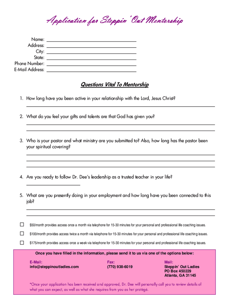 Fillable Online Mentorship Form.doc Fax Email Print - pdfFiller