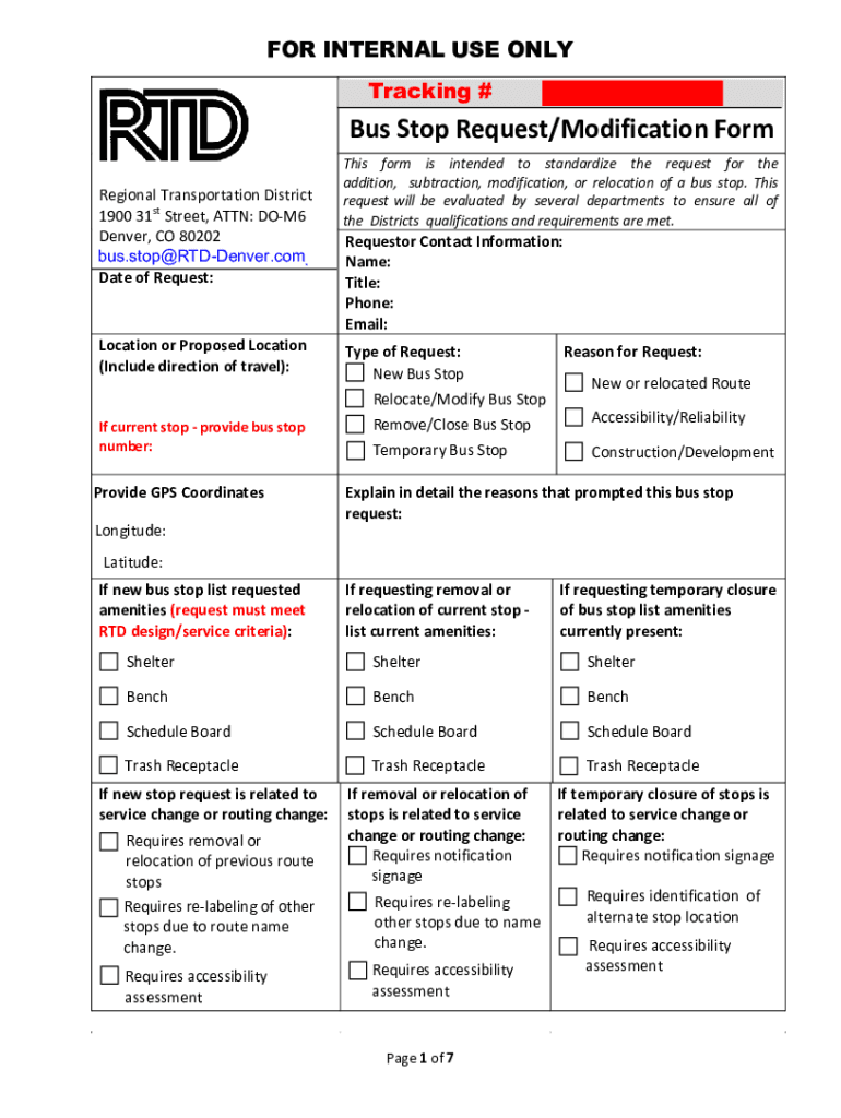 Fillable Online RTD Bus Stop Request Form Fax Email Print - pdfFiller