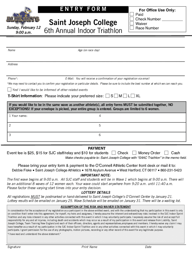Fillable Online 2012 SJC Entry Form Fax Email Print - pdfFiller