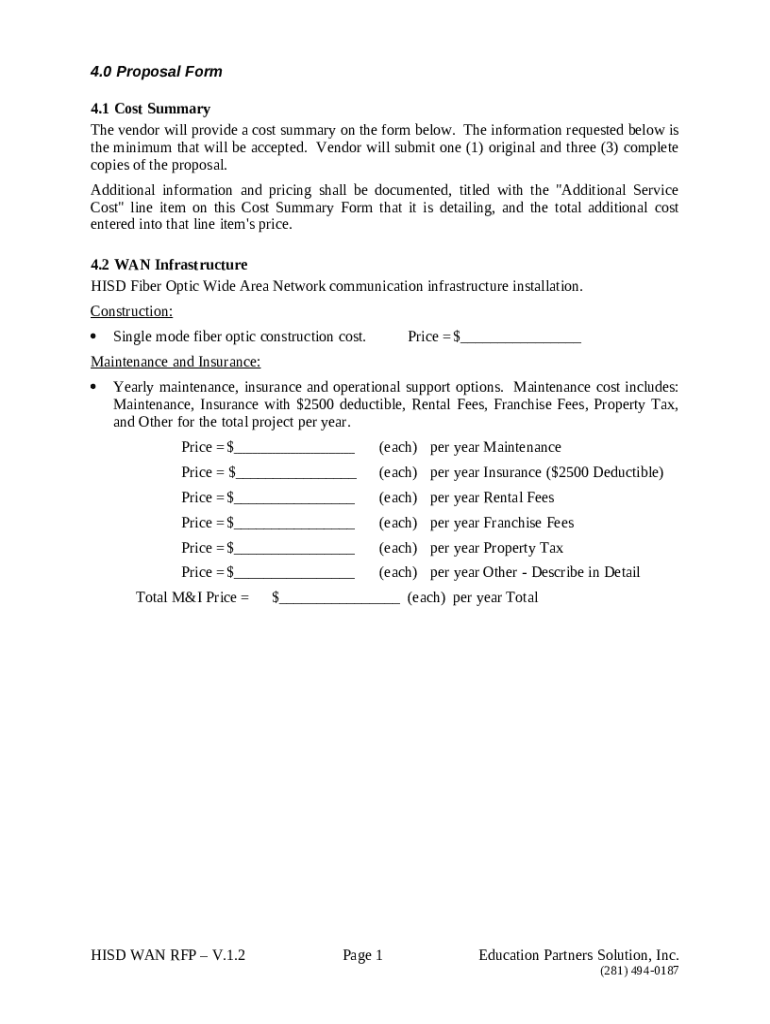 WAN RFP. WAN RFP Doc Template | pdfFiller