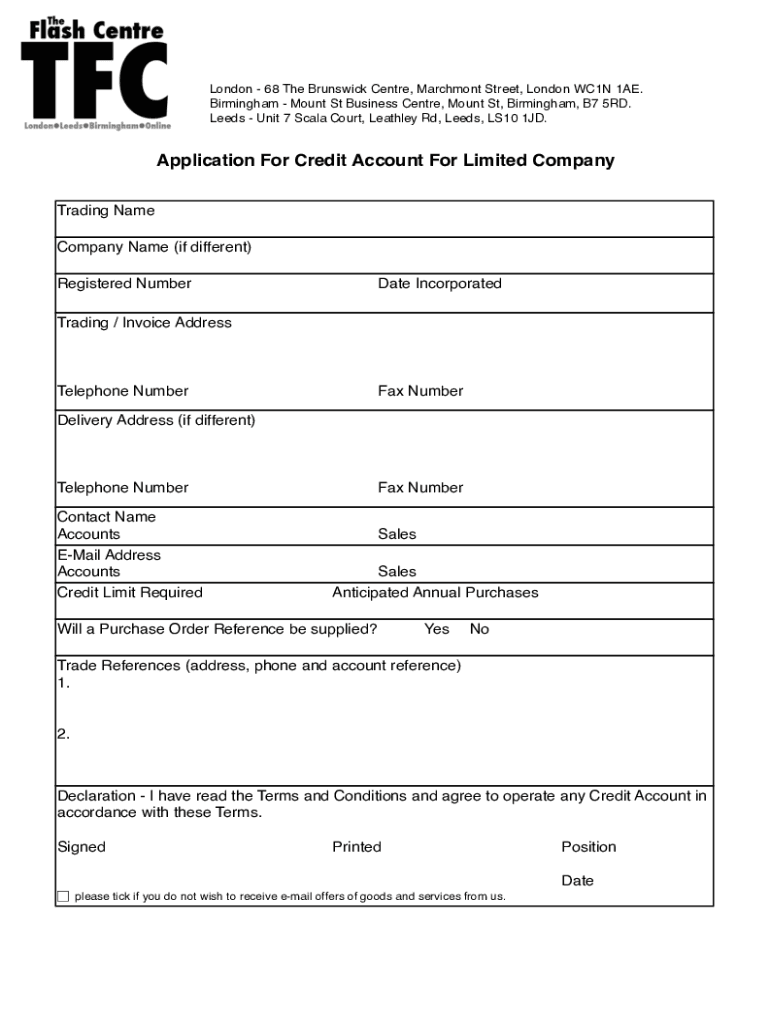 Fillable Online Limited Company Account Form Fax Email Print - pdfFiller