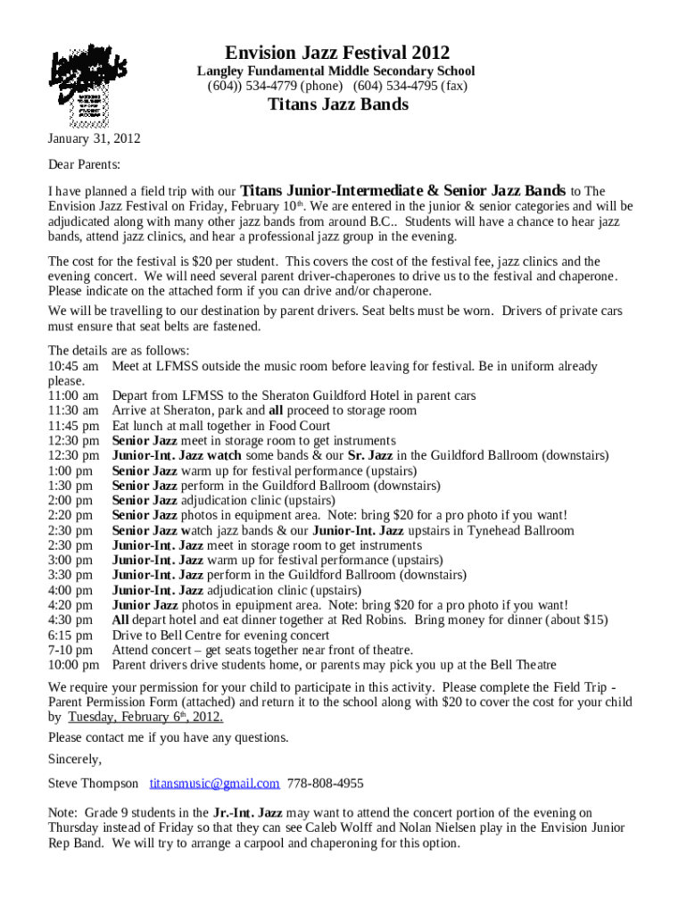 Parent Info letter Doc Template | pdfFiller