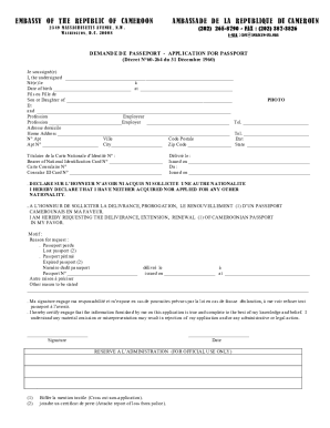 Fillable Online Embassy of Cameroon in Washington DC - Expedited Visa ...