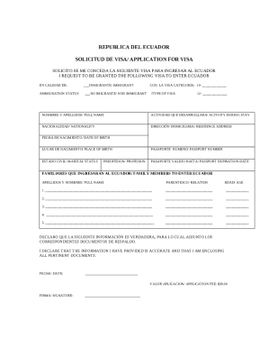 Ecuador Visa Requirements & Application Ecuador Travel Visa - Fill and ...