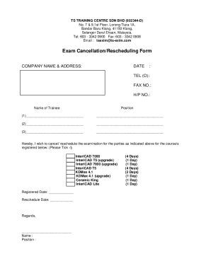 Fillable Online Training cancellation form Fax Email Print - pdfFiller