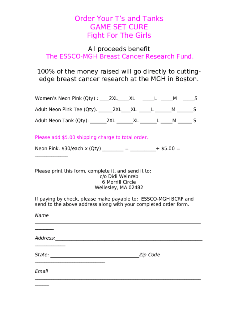 The ESSCO-MGH Breast Cancer Research Fund Doc Template | pdfFiller