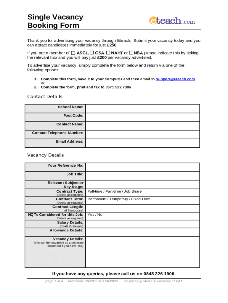 Add A Vacancy Doc Template | pdfFiller