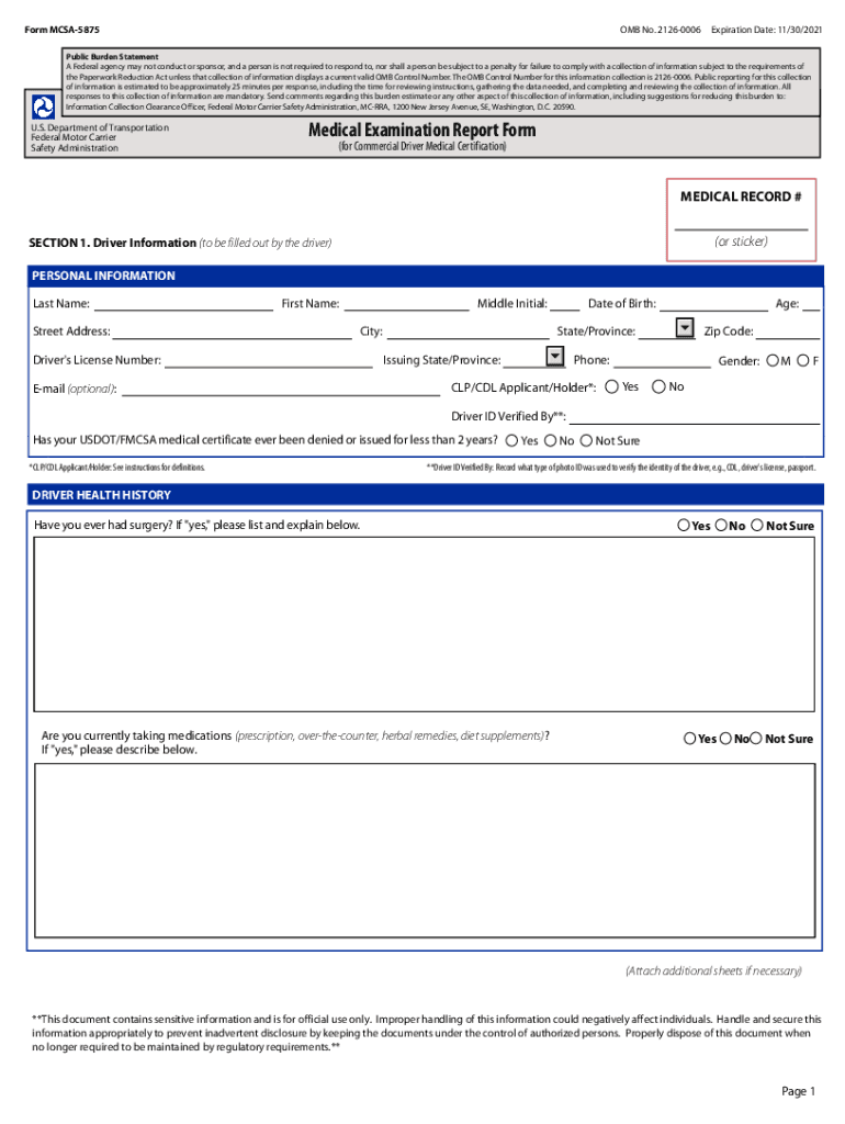 Fillable Online Dot Physical Form - Fill Online, Printable, Fillable ...