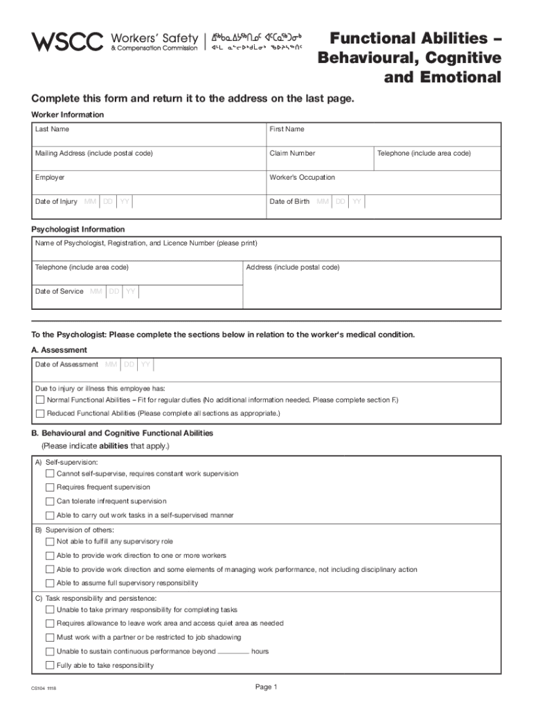 Fillable Online Behavioural, Cognitive Fax Email Print - pdfFiller