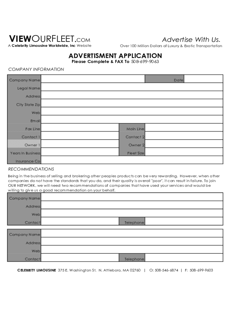 Fillable Online Advertising Forms - Form Templates JotForm Fax Email ...
